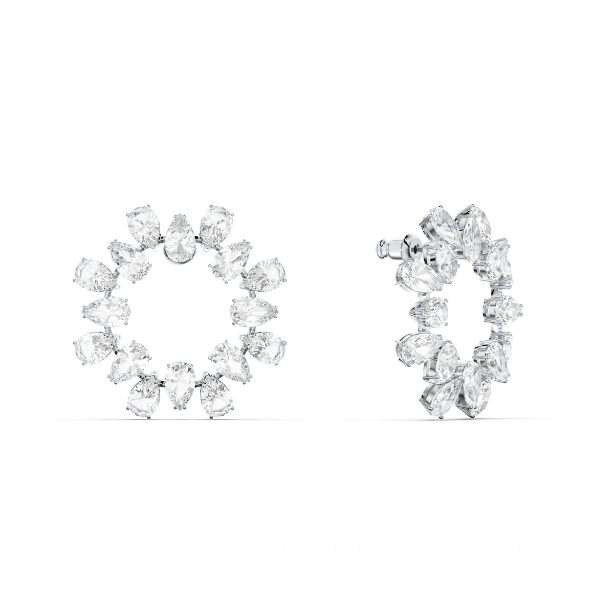 Swarovski-Millenia Circle Küpe, Medium, Pear Cut, Beyaz, Rodyum Kaplama ...