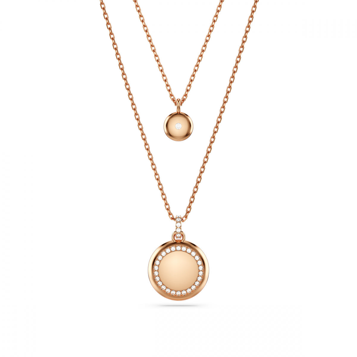 Swarovski-Meteora Layered Kolye, S, Beyaz, Pembe Altin Rengi Kaplama ...