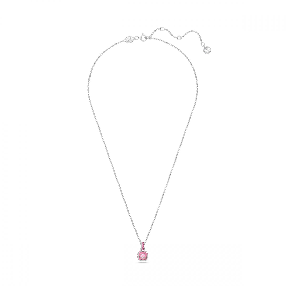 Swarovski-Birthstone Kolye, Kare Kesim, Ekim, Pembe, Rodyum Kaplama ...