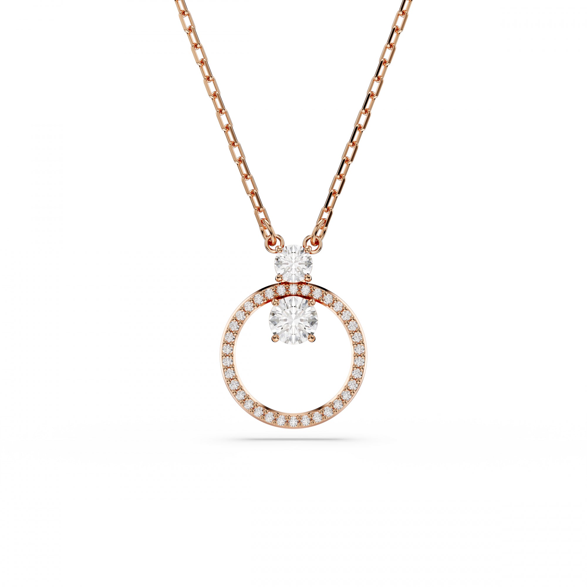 Swarovski Constella Kolye, Pavé, Round Cut, Beyaz, Pembe Altin Rengi ...